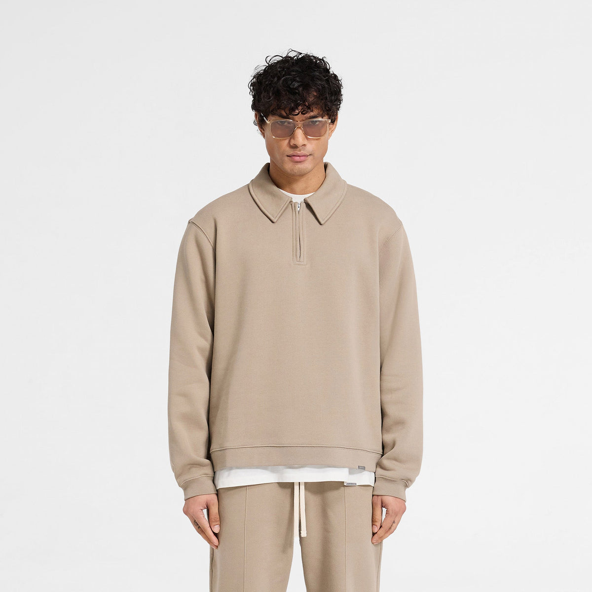 Initial Boxy Oversized Quarter Zip | Dune | REPRESENT