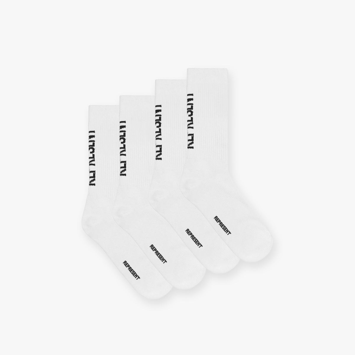 Represent Logo Socks 2 Pack - Flat White Black | REPRESENT