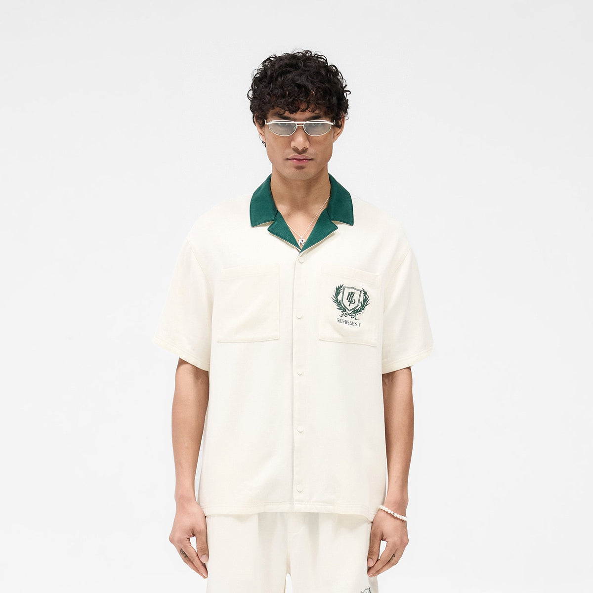 Antique White Crest Logo Shirt | Mens Shirts | REPRESENT