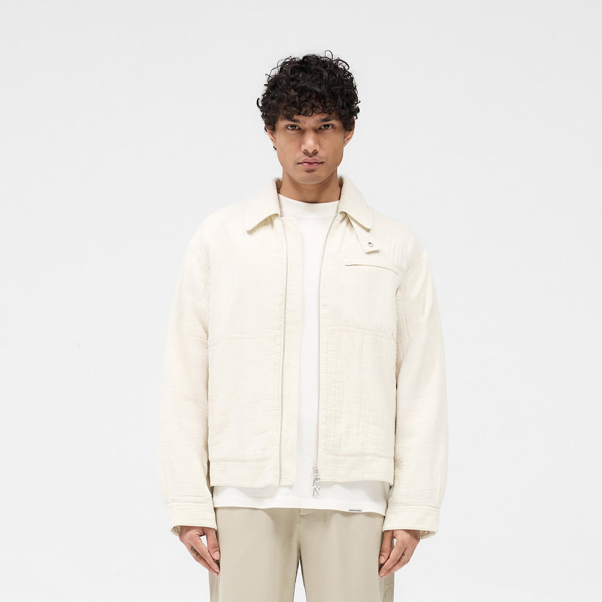 Ecru Crinkle Trucker Jacket | Jackets & Outwear | REPRESENT