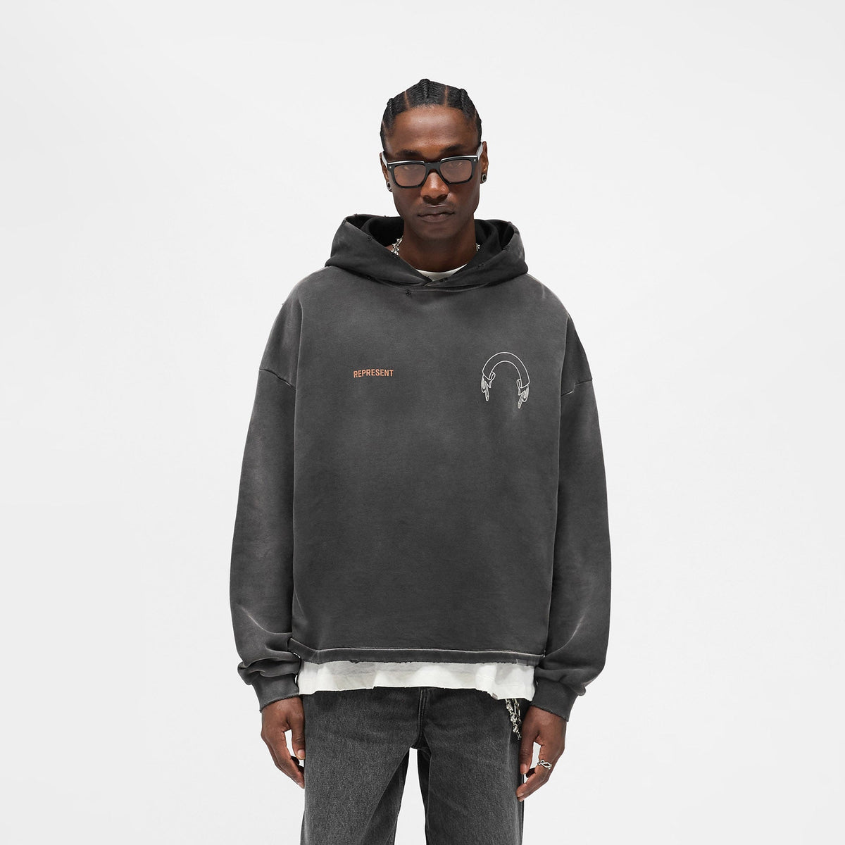 Stained Black Banner Hoodie | Graphic Hoodies | REPRESENT