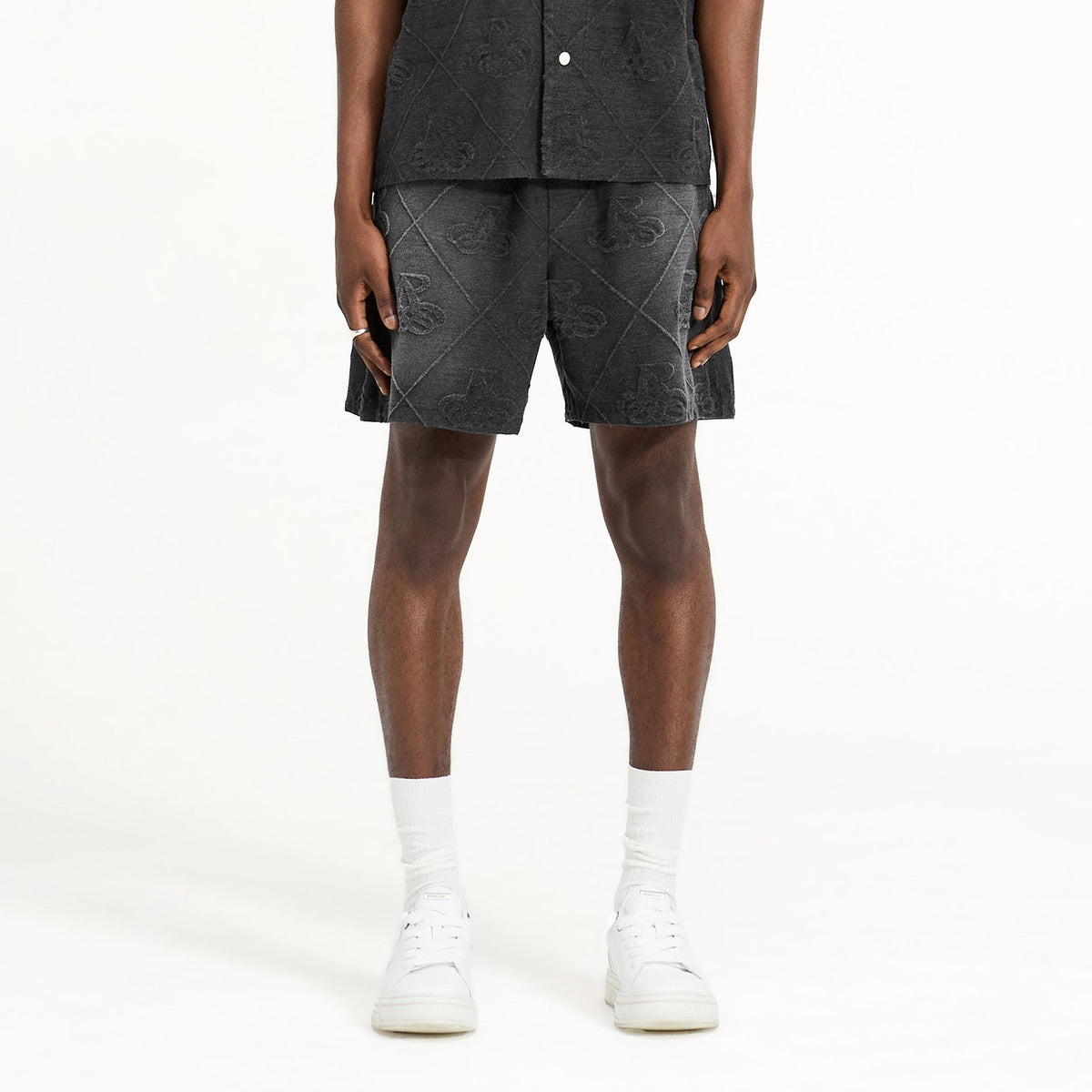 Jet Black Towelling Shorts | REPRESENT