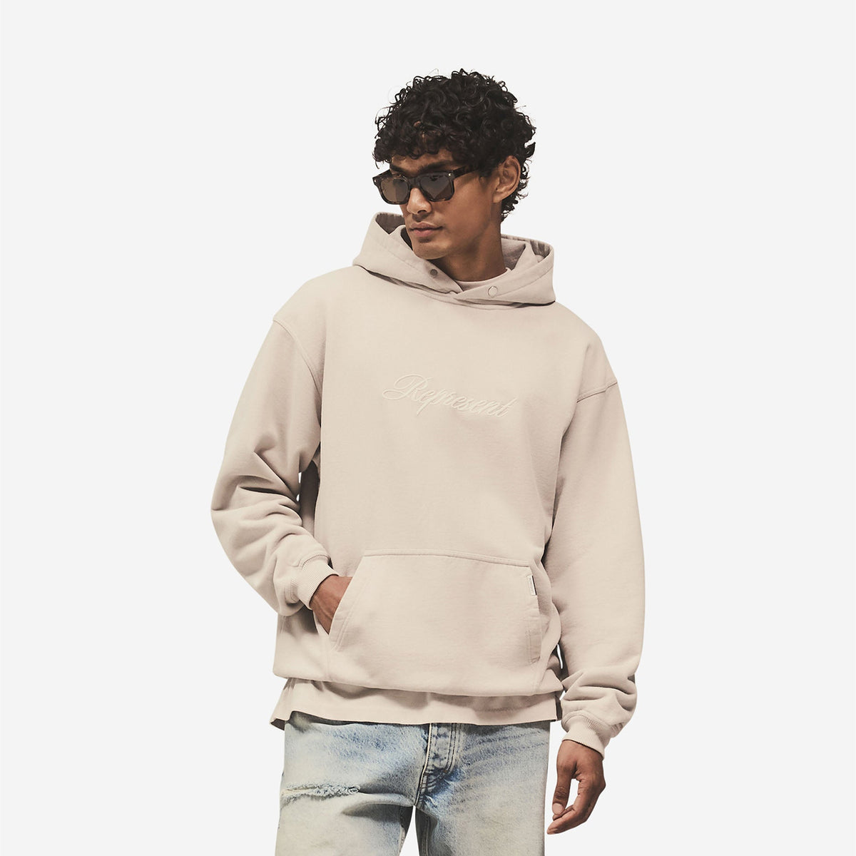 Concrete Script Logo Hoodie | Mens Hoodies | REPRESENT