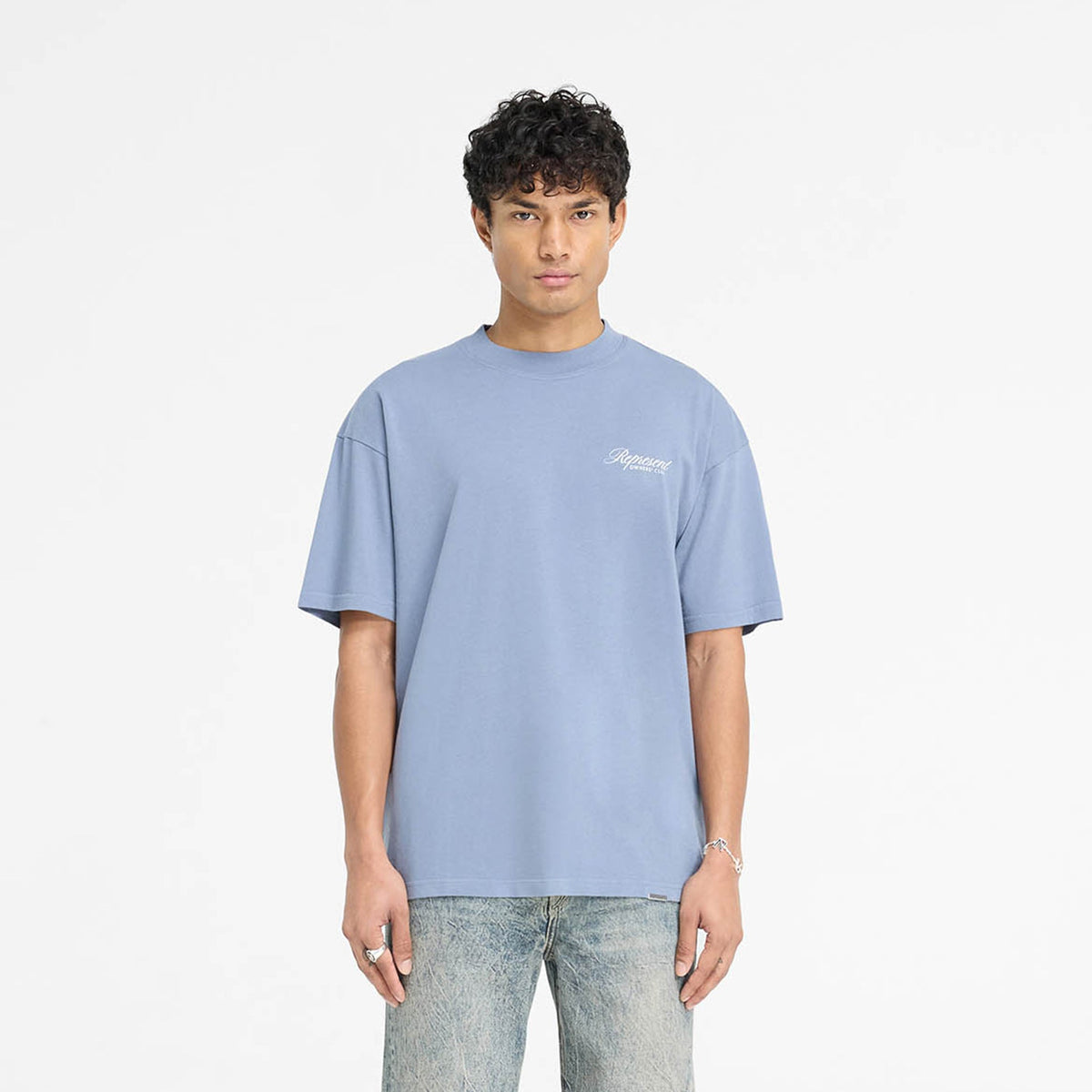 Represent Owners Club Script T-Shirt | Dusty Blue | REPRESENT