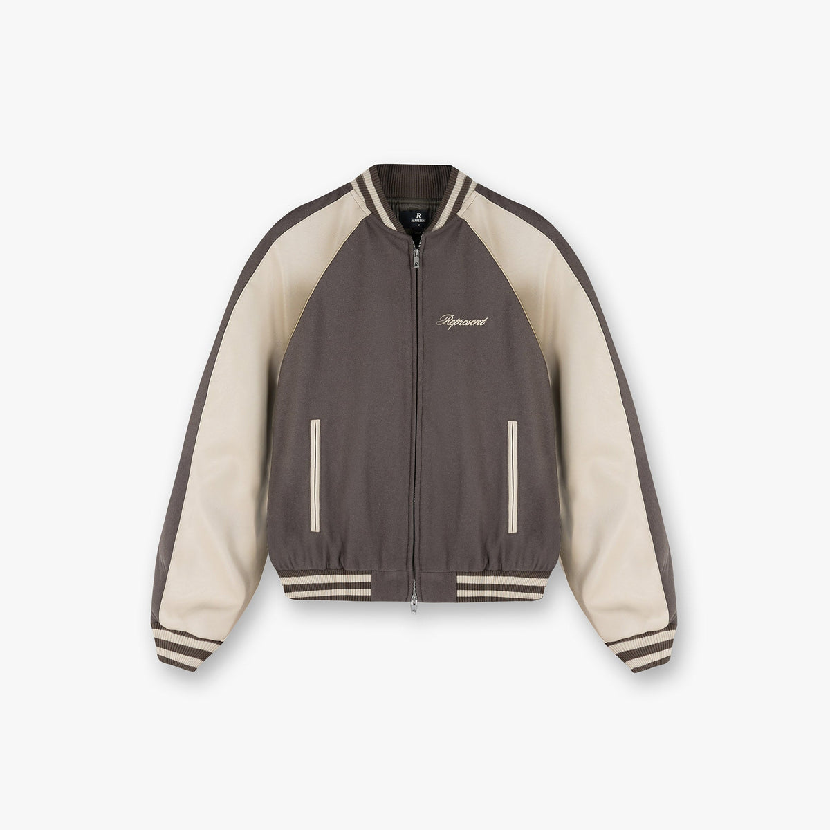 Raglan Varsity Jacket - Stone | REPRESENT
