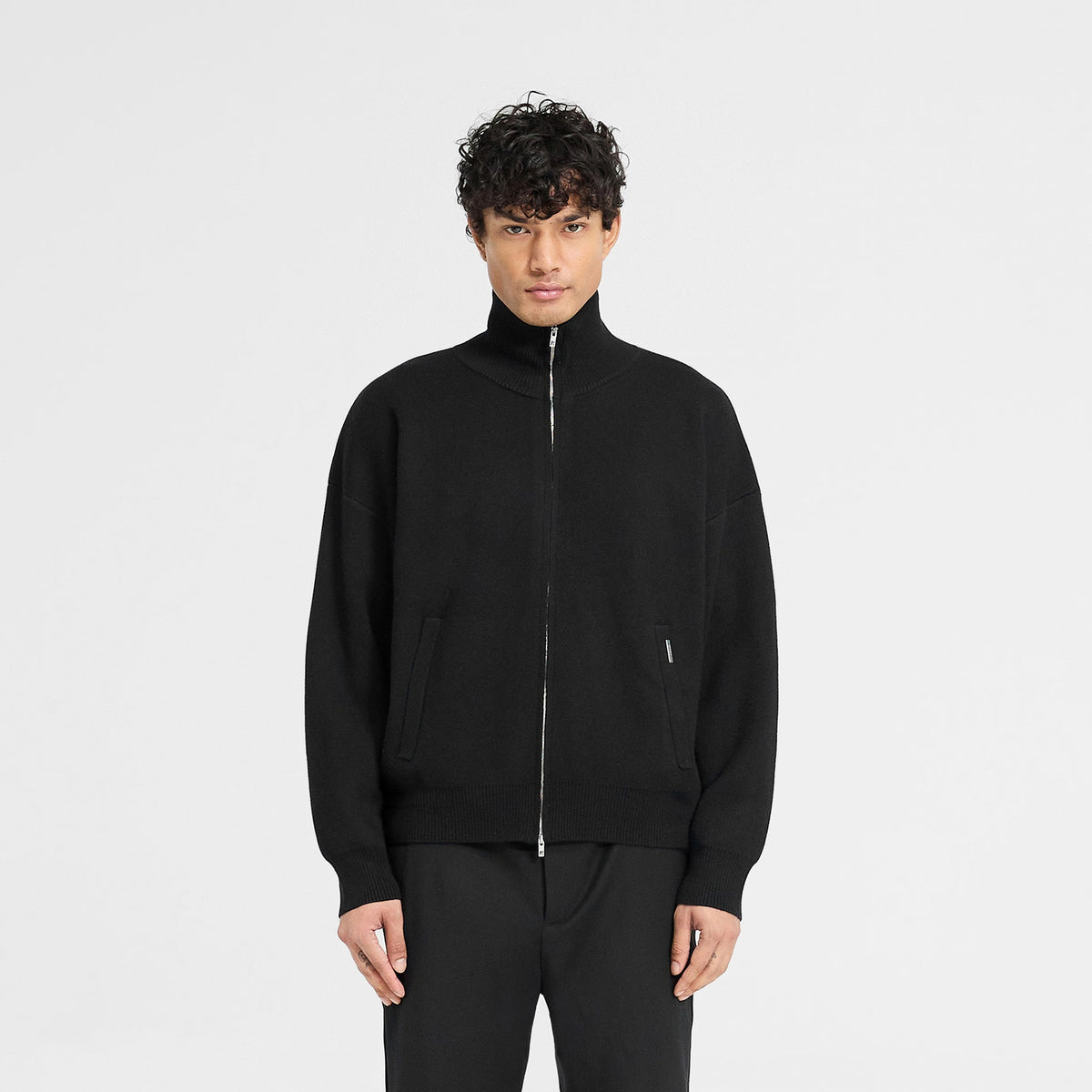 Initial Knitted Track Jacket - Jet Black | REPRESENT