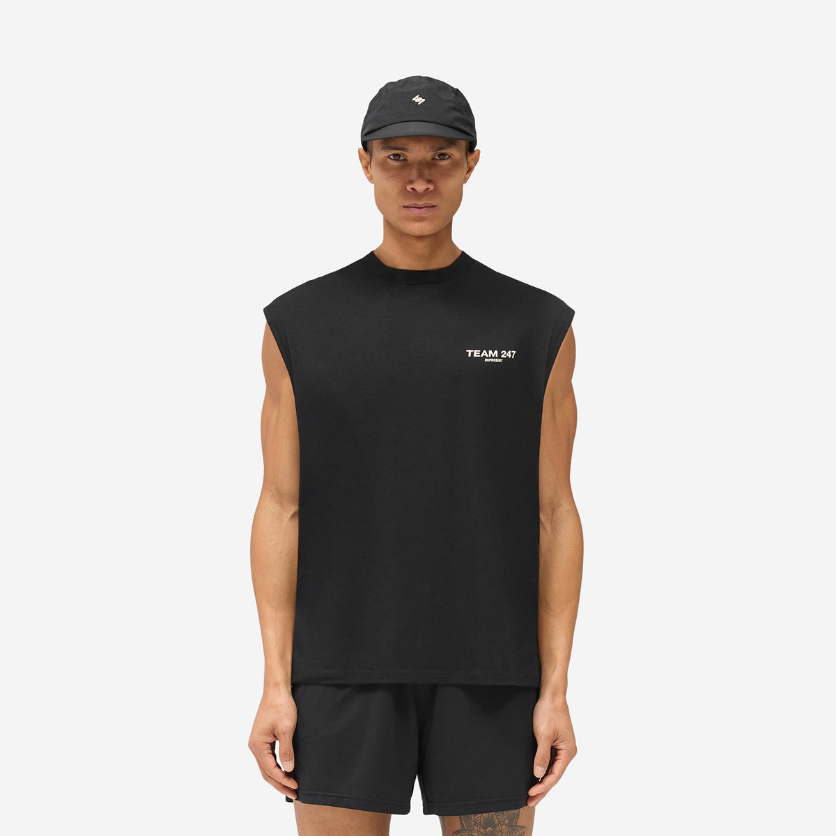 Jet Black Team 247 Tank | 247 Running T-shirt | REPRESENT