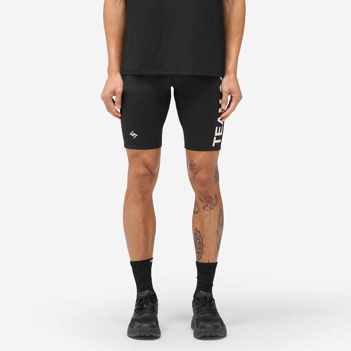 Black Team 247 Half Tight Leggings | Mens Running Short | REPRESENT