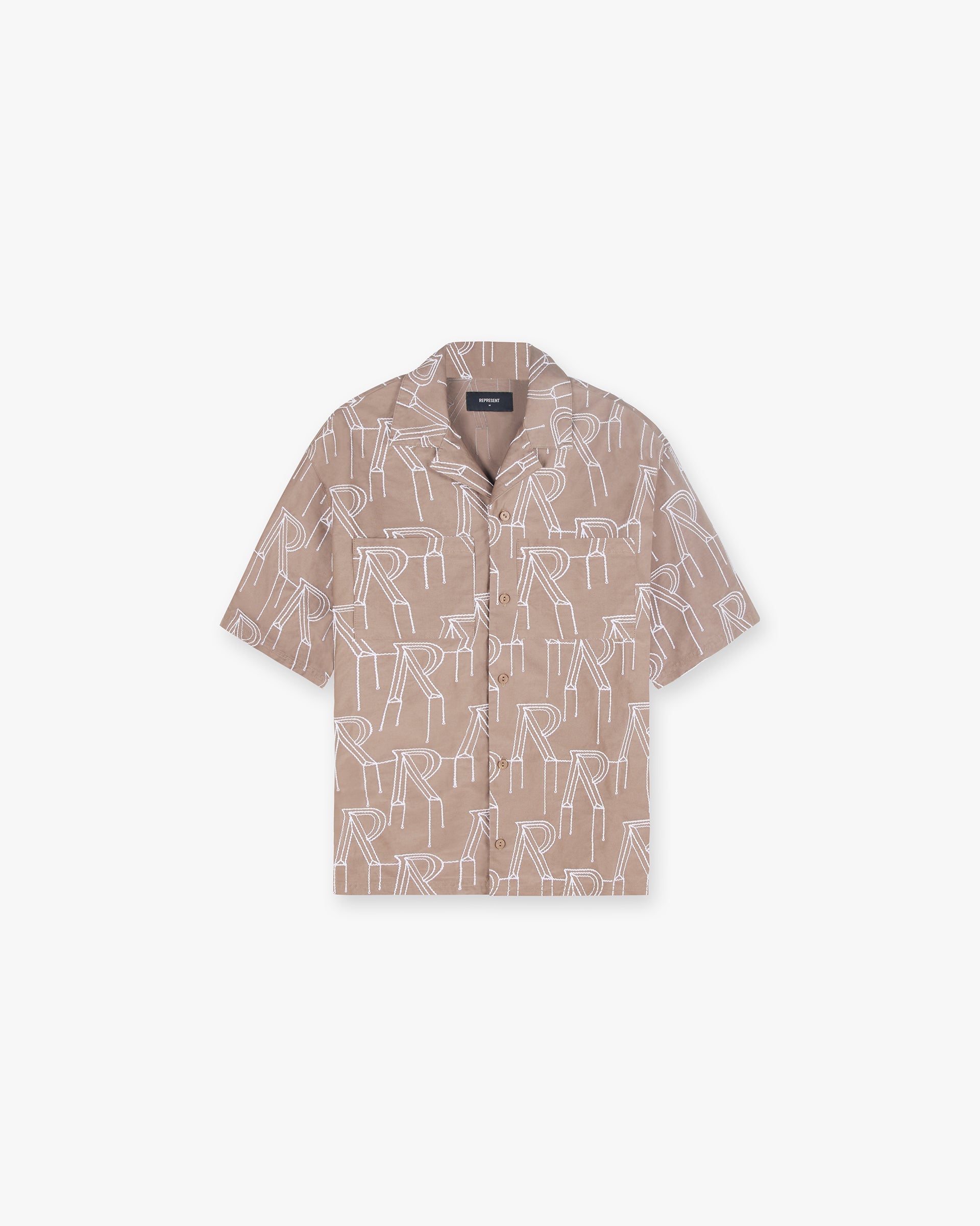 Embroidered Initial Overshirt - Washed Taupe | REPRESENT CLO