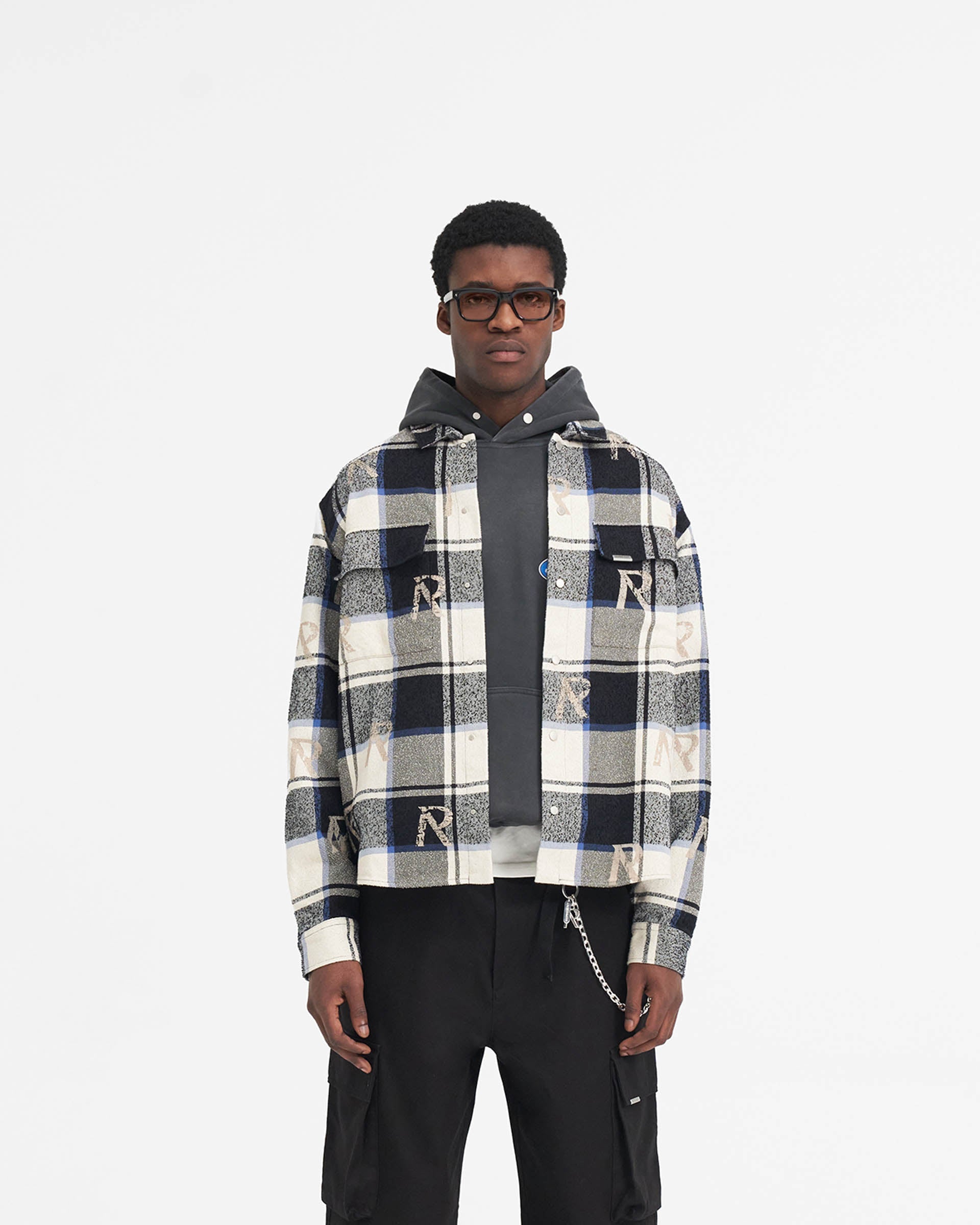 All Over Initial Flannel Shirt | Blue Check | REPRESENT
